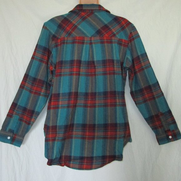 Wrangler | Tops | Wrangler Retro Teal Rust Plaid Flannel Shirt | Poshmark